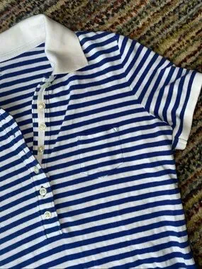 GAP | Tops | Gap Blue And White Striped Polo With Contrast Collar ...